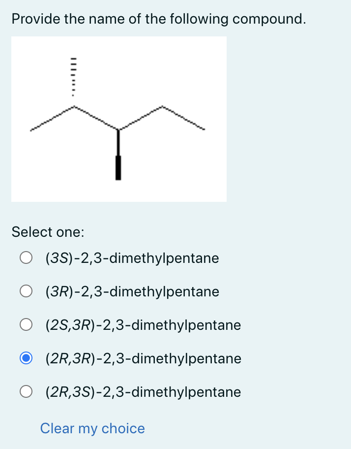 Solved Provide the name of the following compound. Select | Chegg.com