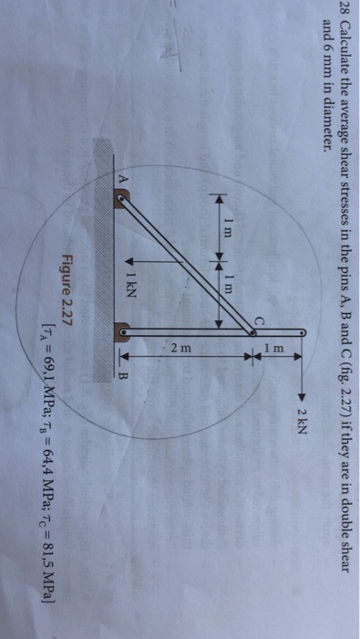 Solved 28 Calculate the average shear stresses in the pins | Chegg.com