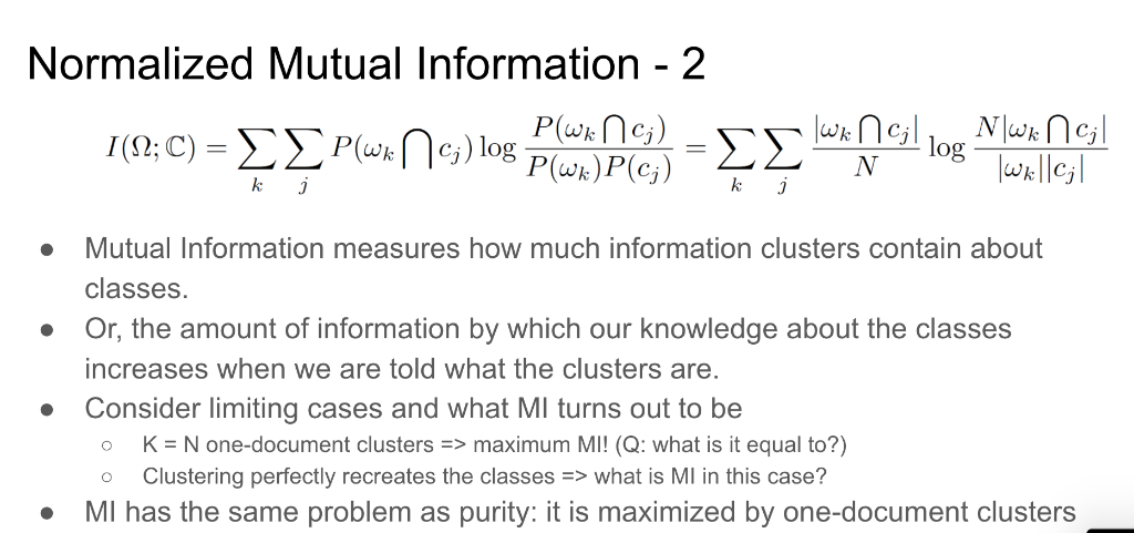 Solved Normalized Mutual Information - 1 .High purity is | Chegg.com