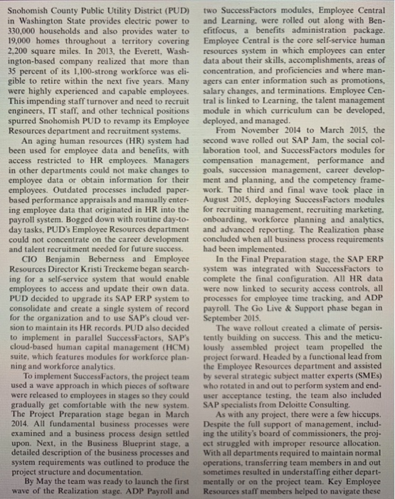 Solved Snohomish County Public Utility District (PUD) in | Chegg.com