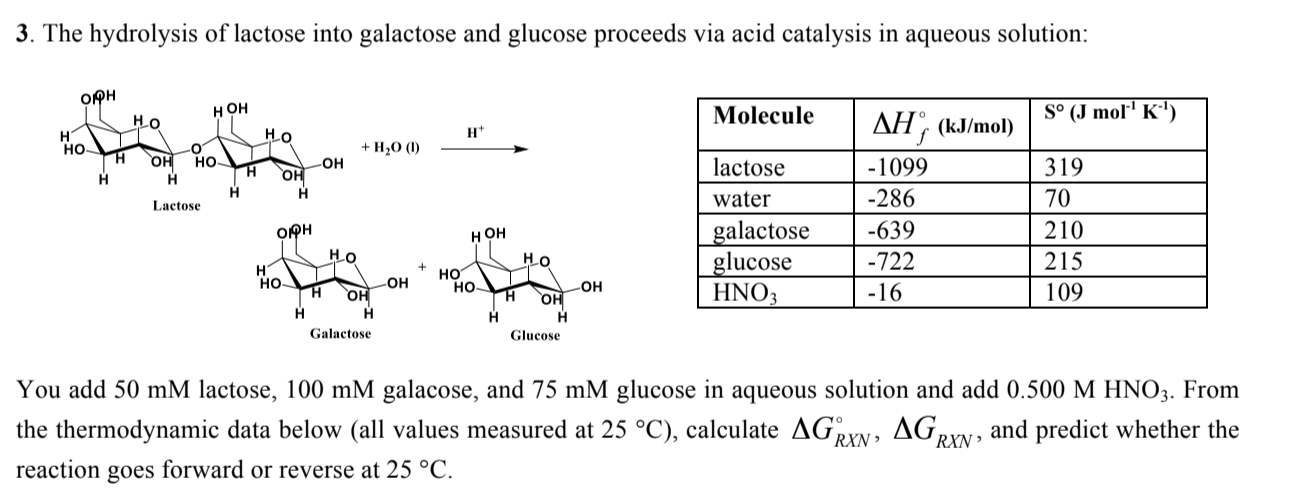 Solved 3. The hydrolysis of lactose into galactose and | Chegg.com
