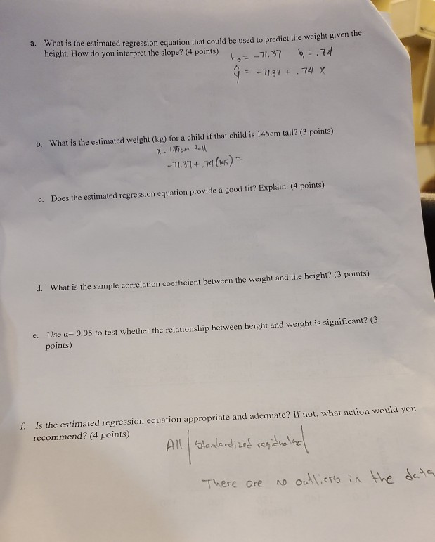 Solved 3. Below you are given information on height and | Chegg.com