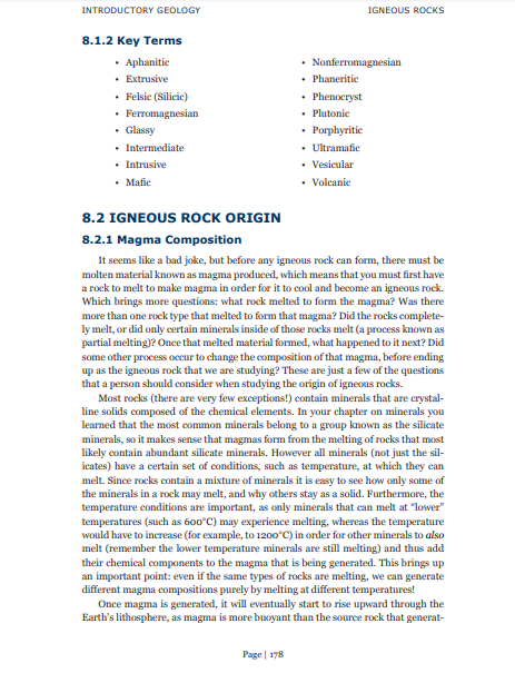 Solved: INTRODUCTORY GEOLOGY IGNEOUS ROCKS 8.8 STUDENT RES... | Chegg.com