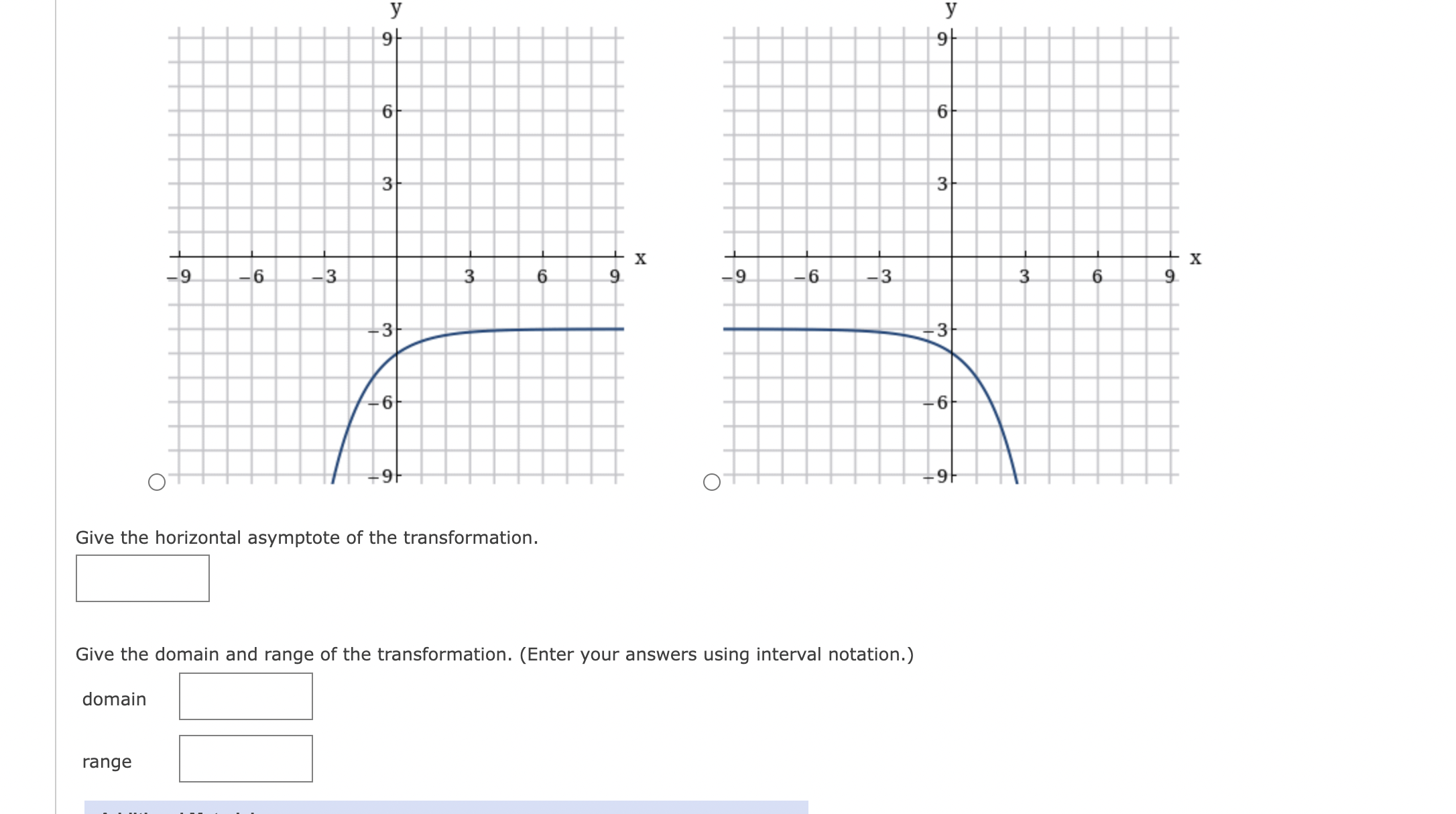 Solved Graph the transformation of f(x)=2x. h(x)=2x+3Give | Chegg.com