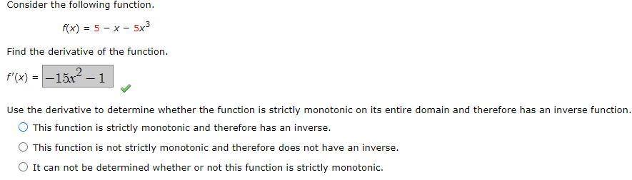 Solved Consider the following function. \\[ f(x)=5-x-5 x^{3} | Chegg.com
