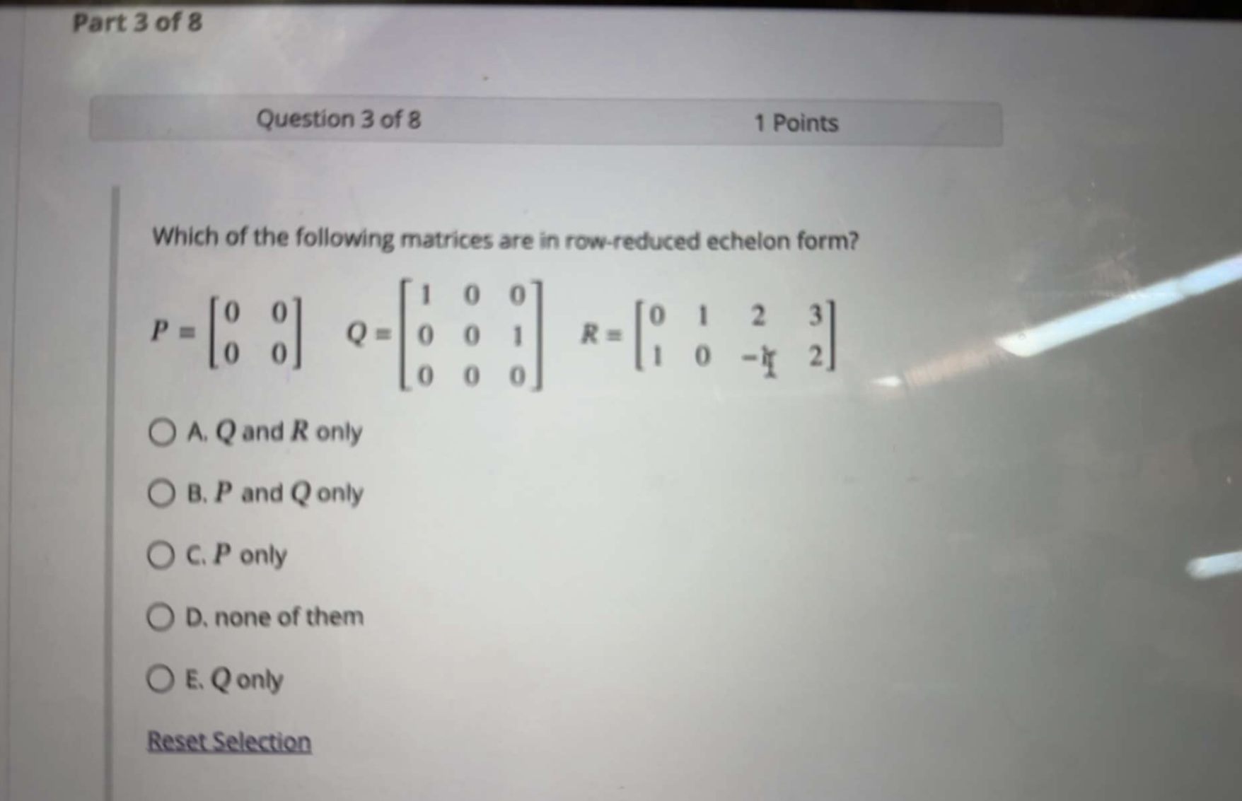 Solved Which of the following matrices are in row-reduced | Chegg.com