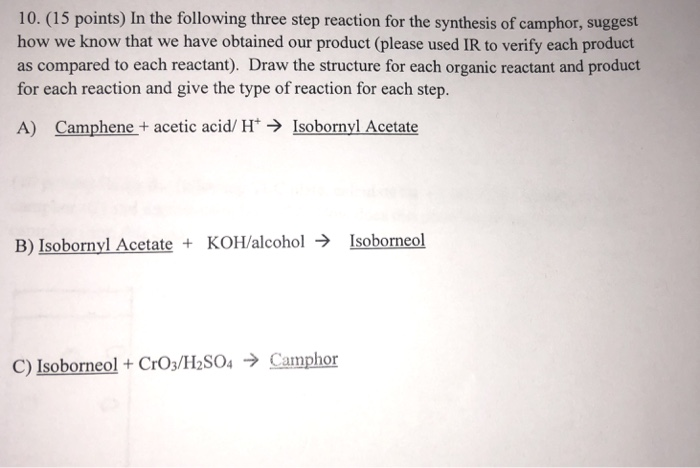 Solved 10. (15 points) In the following three step reaction | Chegg.com