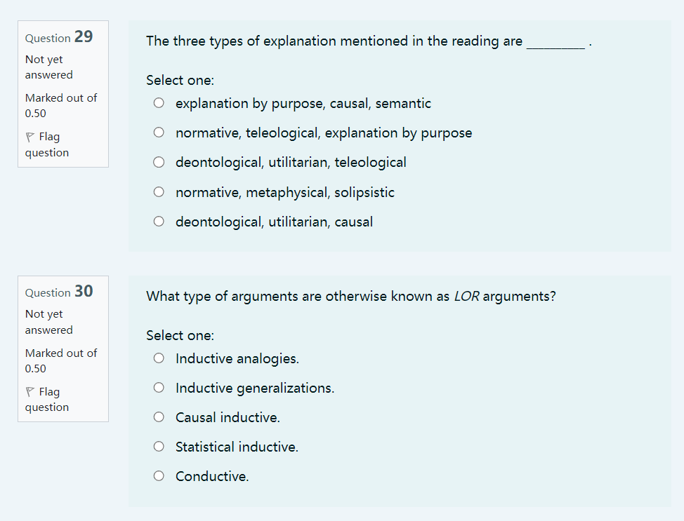 Solved The three types of explanation mentioned in the | Chegg.com