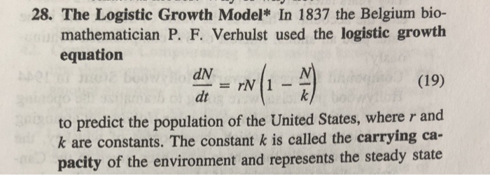 Solved 28. The Logistic Growth Model* In 1837 the Belgium | Chegg.com
