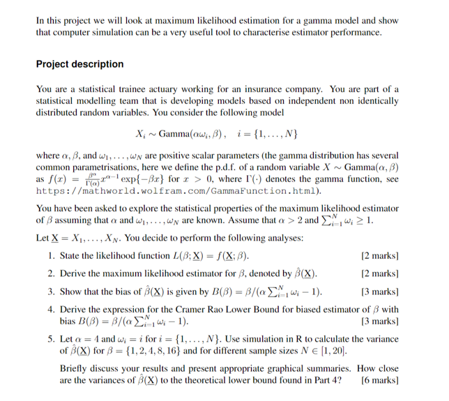 Solved In This Project We Will Look At Maximum Likelihood