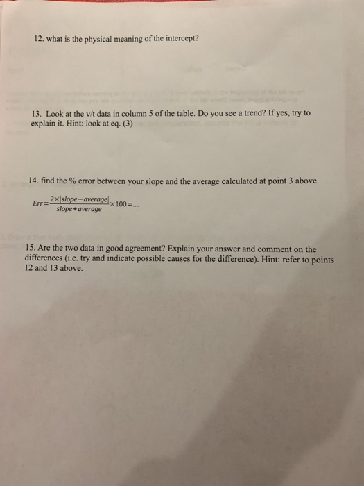 Solved Class Section Name Calculations and Data Analysis of | Chegg.com