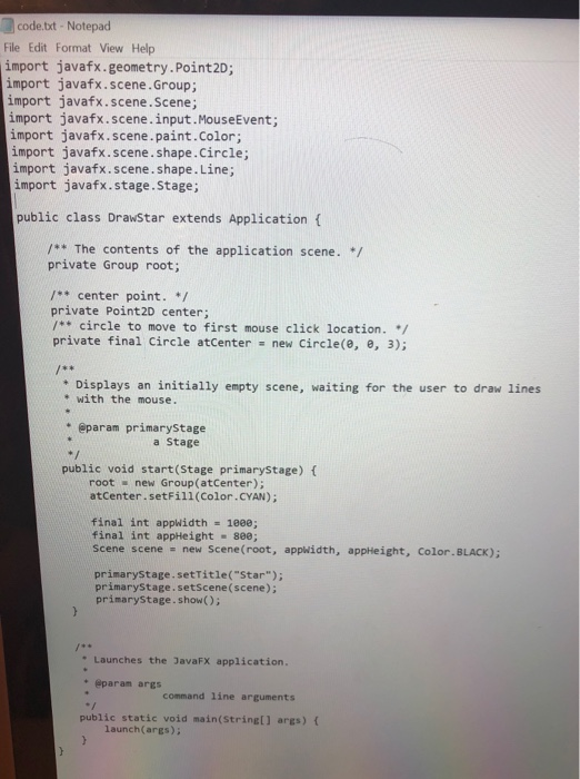 Solved Using Javafx, how to make this Five pointed Star, | Chegg.com