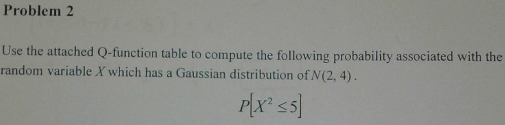 Problem 2 Use the attached Q-function table to | Chegg.com
