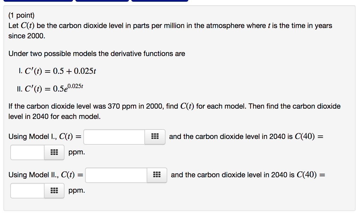 Solved (1 point) Let C(t) be the carbon dioxide level in | Chegg.com