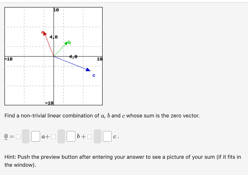 Solved Find a non-trivial linear combination of a,b ﻿and c | Chegg.com