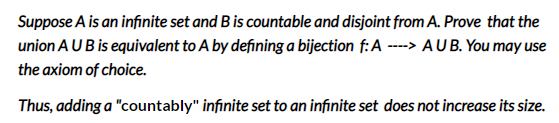 Solved Suppose A is an infinite set and B is countable and | Chegg.com