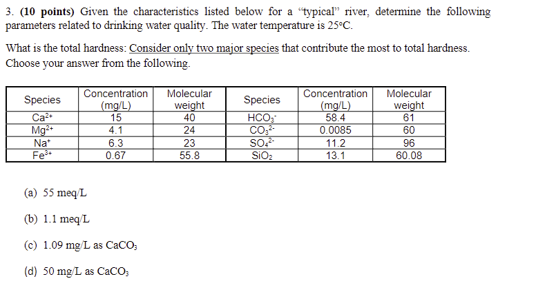 Solved 3. (10 points) Given the characteristics listed below | Chegg.com