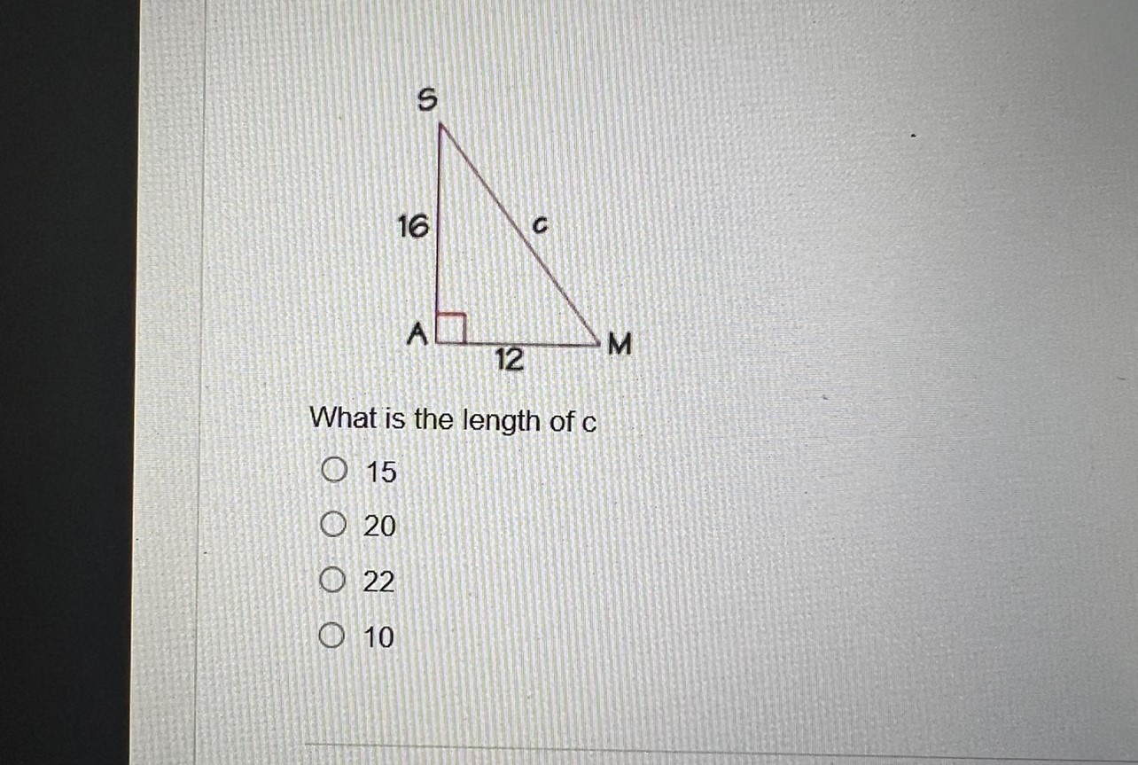 Solved What is the length of c 15 20 22 10 | Chegg.com