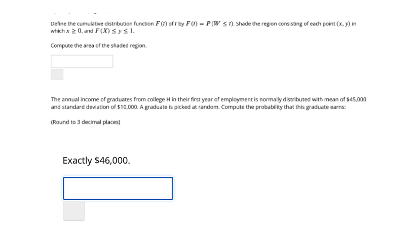 Solved Define the cumulative distribution function F(1) oft | Chegg.com