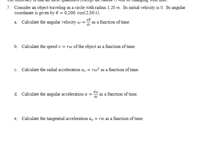 7. Consider an object traveling in a circle with | Chegg.com