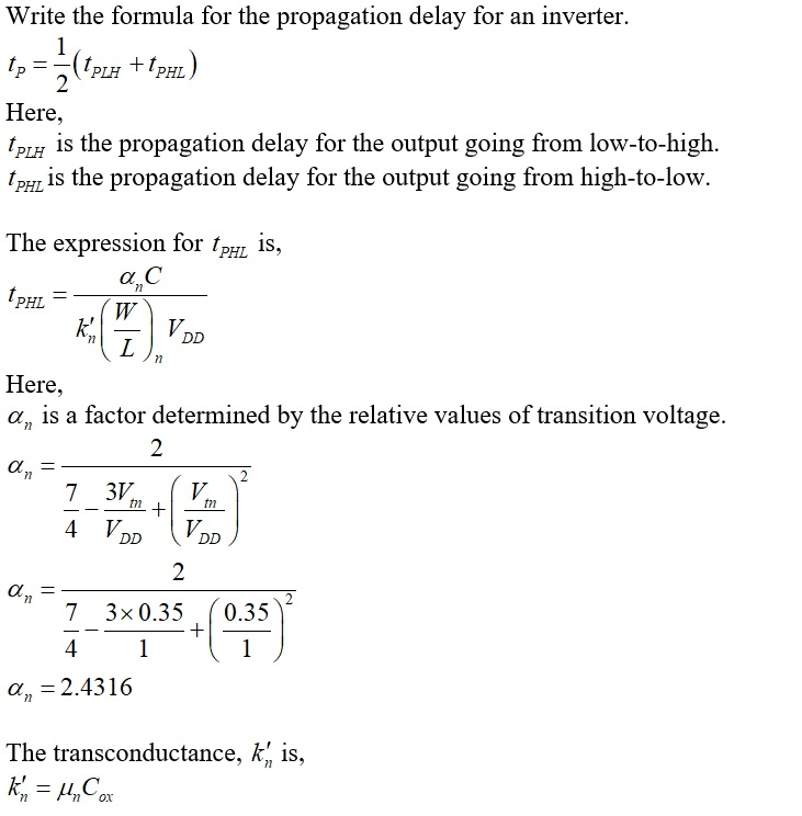 Solved Write the formula for the propagation delay for an | Chegg.com