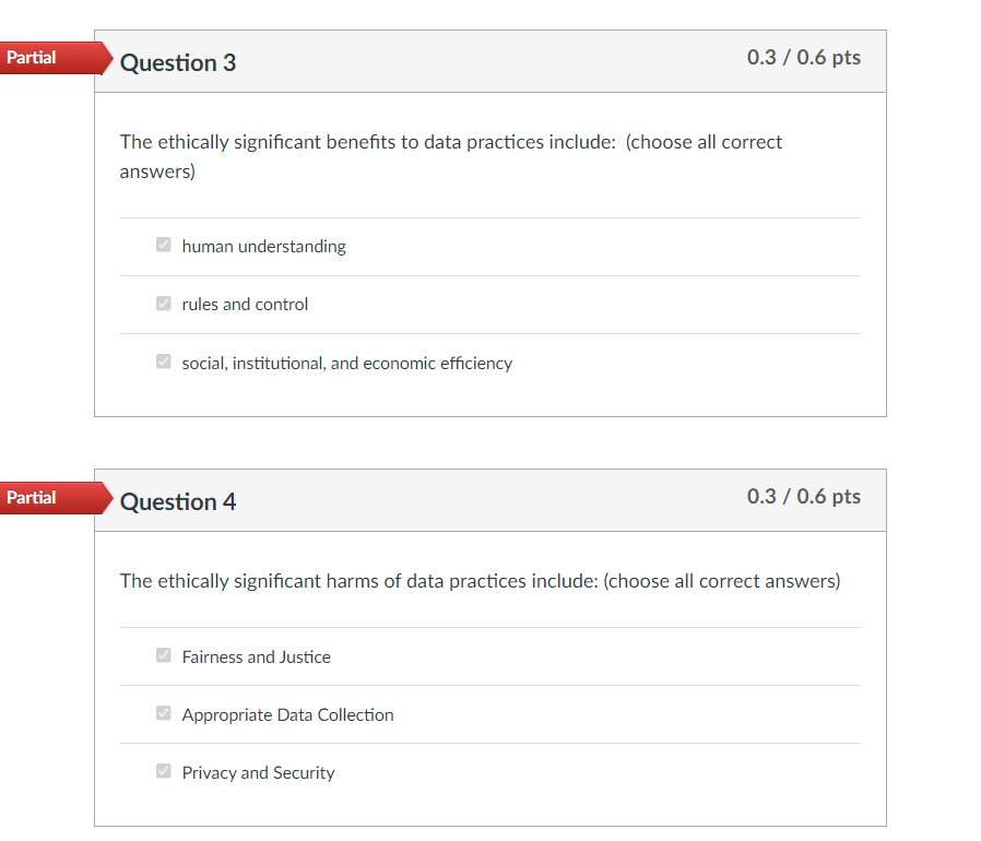 Solved Partial Question 3 0.3 / 0.6 pts The ethically | Chegg.com