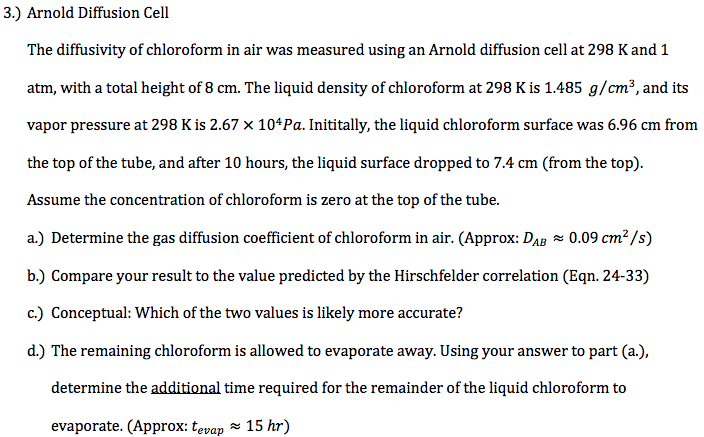 3.) Arnold Diffusion Cell The diffusivity of | Chegg.com