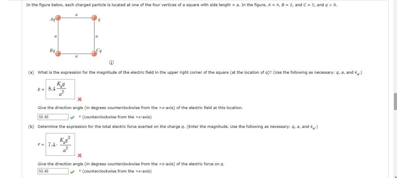 Solved In the figure below, each charged particle is located | Chegg.com