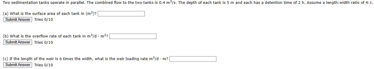 Solved Design a horizontal flow rectangular sedimentation | Chegg.com