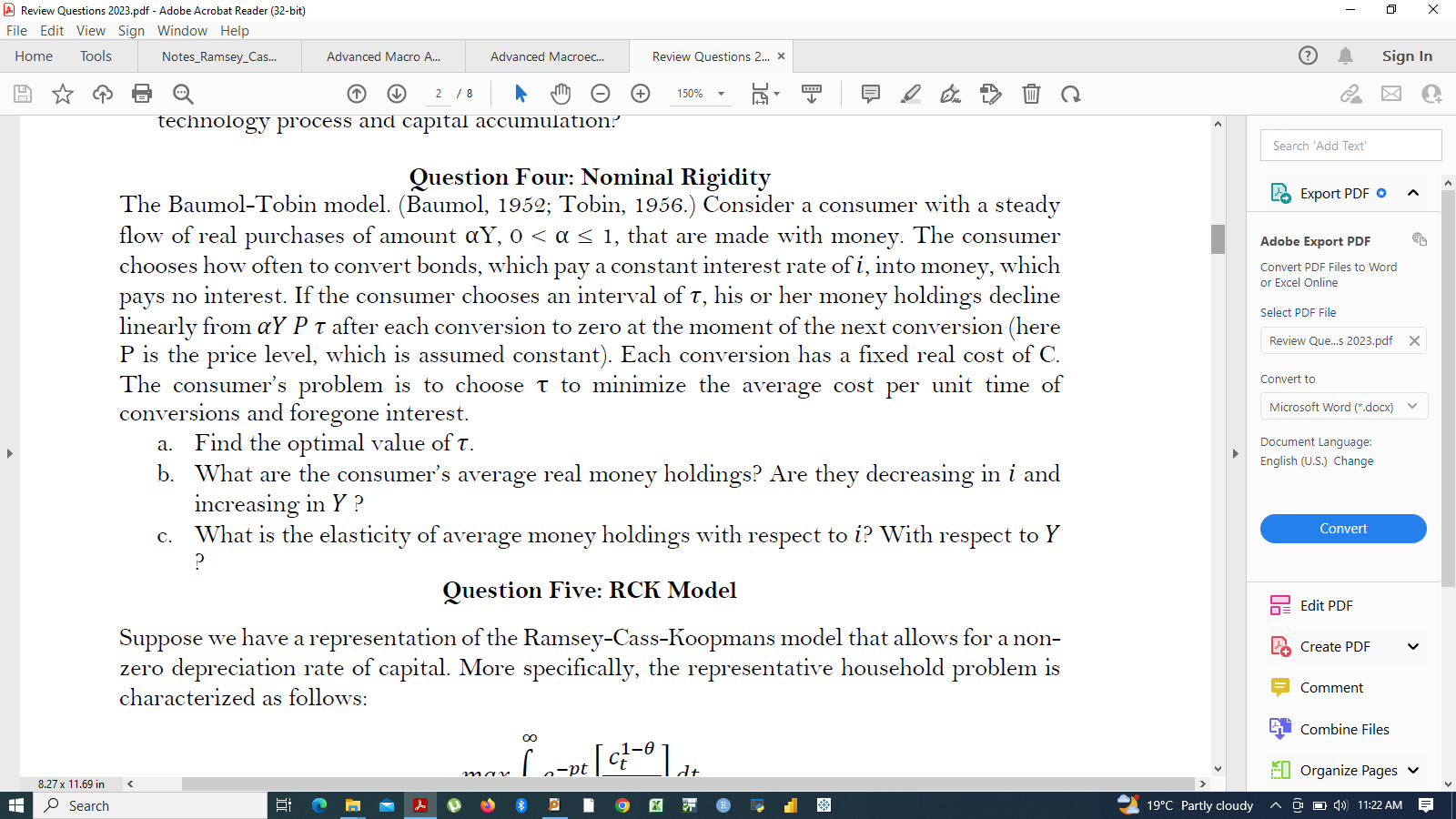 Solved Question Four: Nominal Rigidity The Baumol-Tobin | Chegg.com