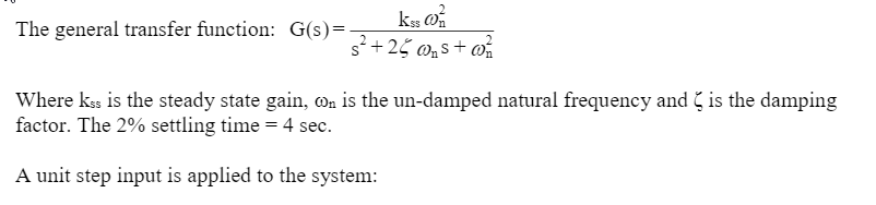 Solved 4. Second Order System: W 4.5 4 3.5 النية 3 AR 2.5 | Chegg.com