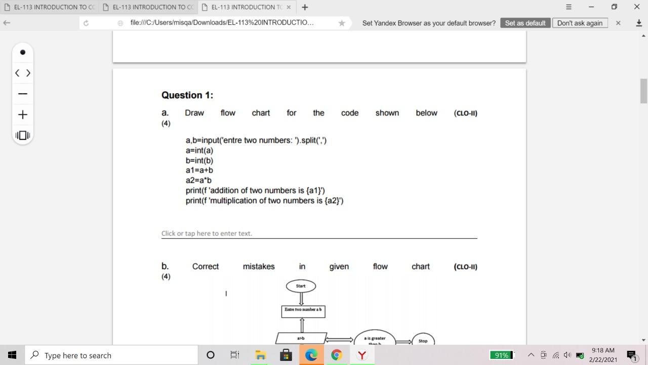 Solved EL-113 INTRODUCTION TO CO EL-113 INTRODUCTION TO CO | Chegg.com