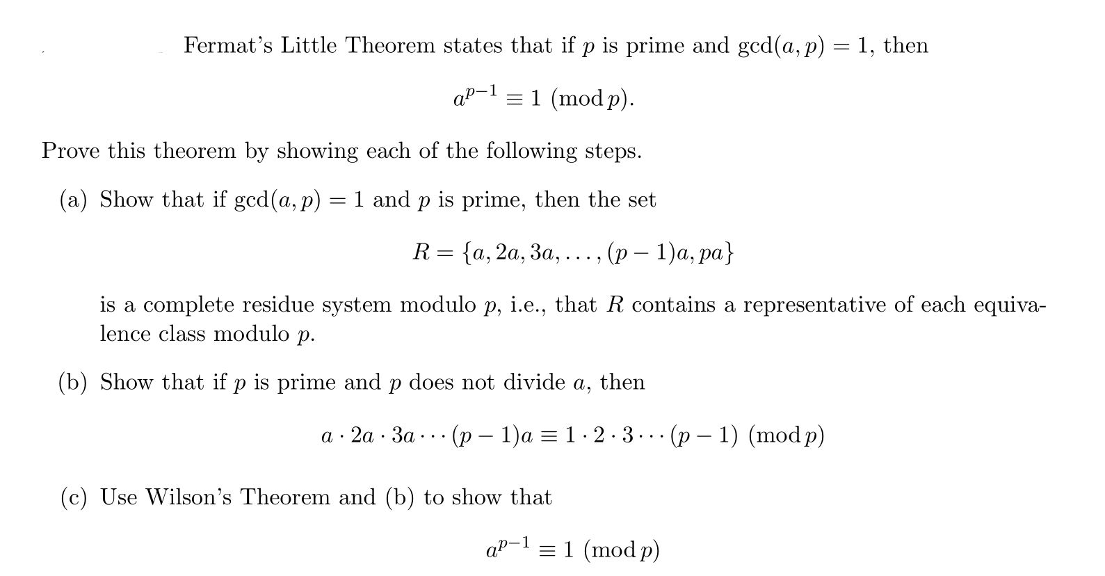 Solved Fermat's Little Theorem states that if p is prime and | Chegg.com