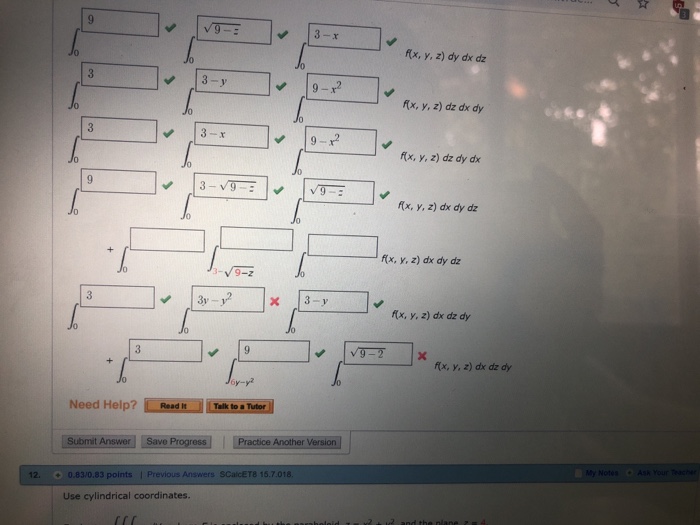 Solved 0.4870.83 points Previous Answers SCalcET8 15.6.034 | Chegg.com