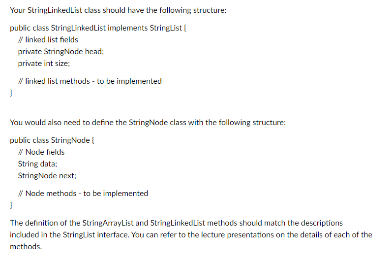 Solved Complete The Stringlist Java Code Given Below With 