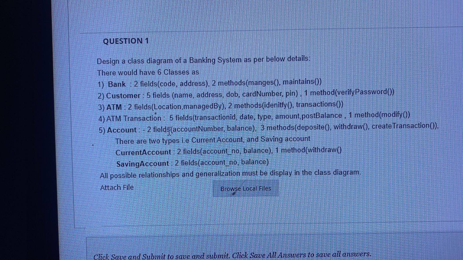 Solved Design a class diagram of a Banking System as per | Chegg.com