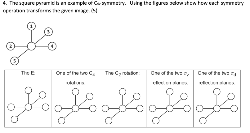 Solved 4. The square pyramid is an example of Cav symmetry. | Chegg.com