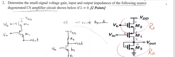 Solved Determine the small-signal voltage gain, input and | Chegg.com