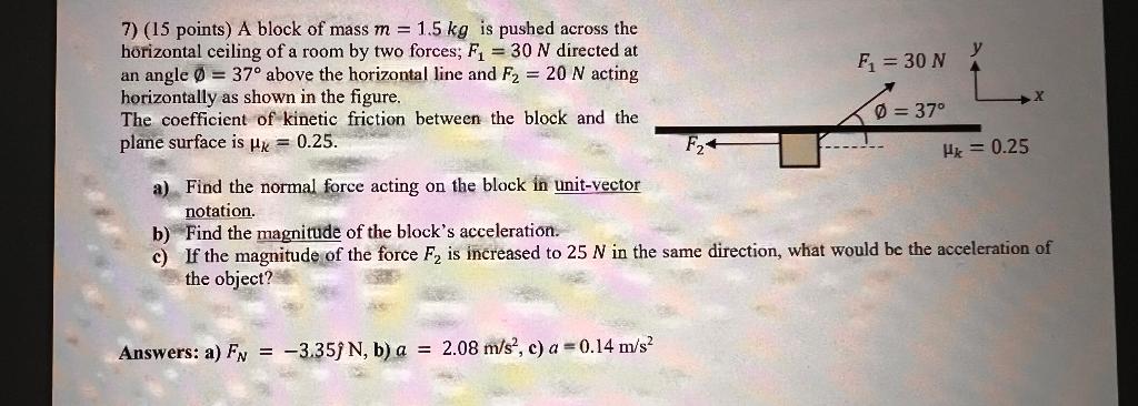 Solved 7) ( 15 points) A block of mass m=1.5 kg is pushed | Chegg.com Solved 7) ( 15 points) A block of mass m=1.5 kg is pushed | Chegg.com
