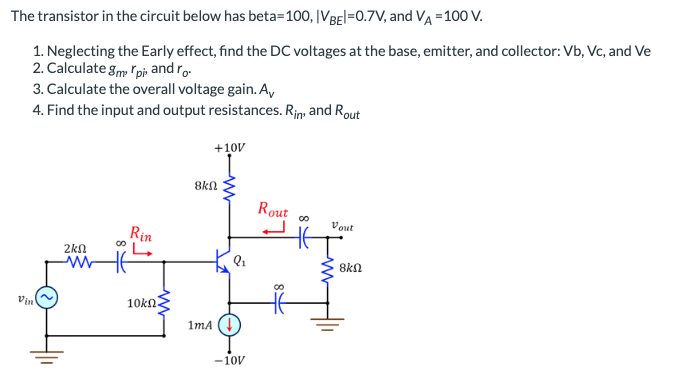 Solved The transistor in the circuit below has beta | Chegg.com