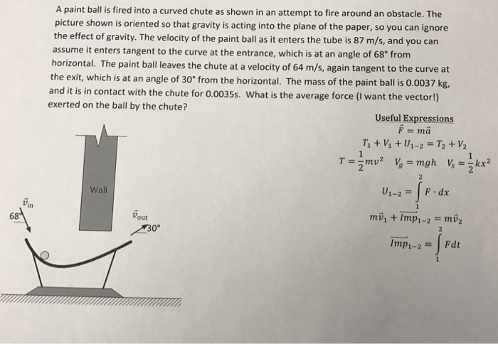 Solved A paint ball is fired into a curved chute as shown in | Chegg.com