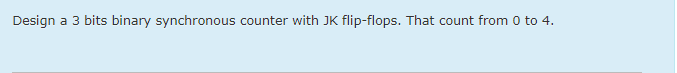 Solved Design a 3 bits binary synchronous counter with JK | Chegg.com
