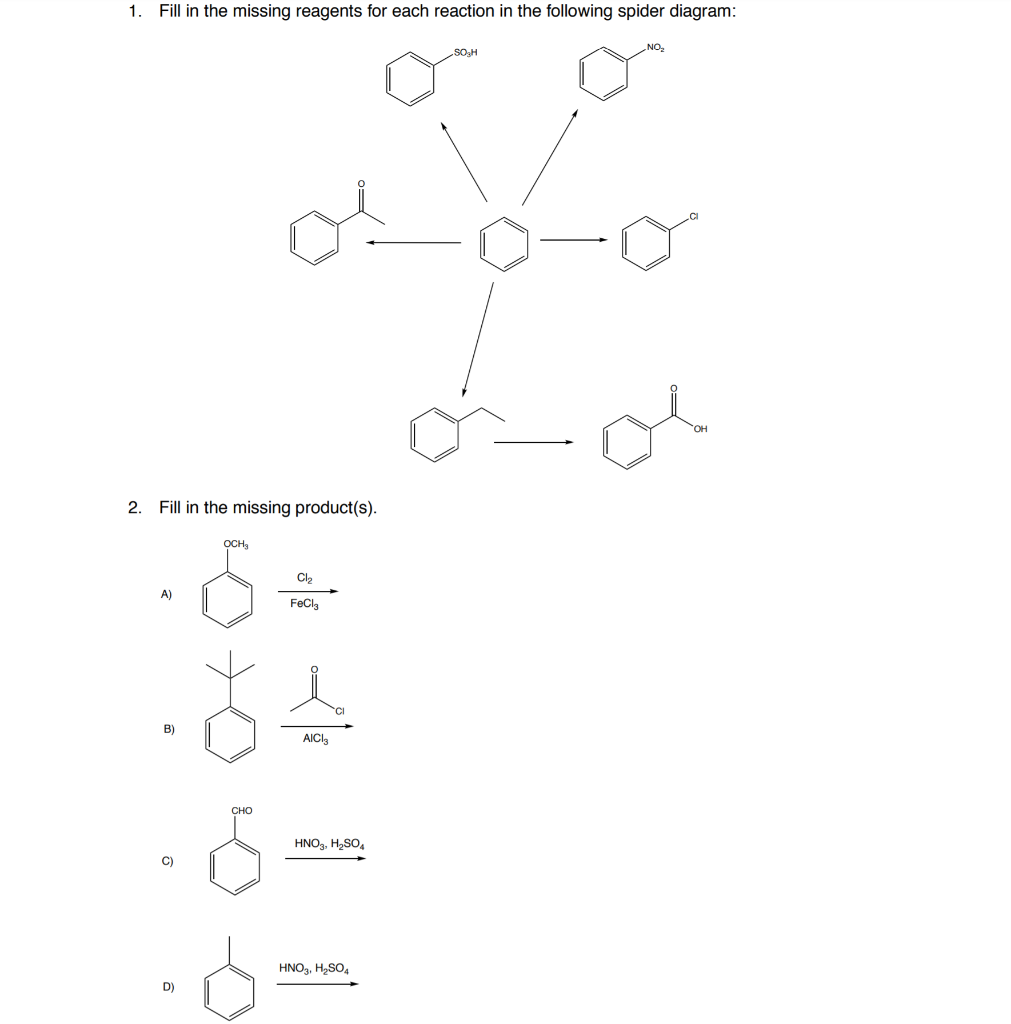 Solved 1. Fill in the missing reagents for each reaction in | Chegg.com