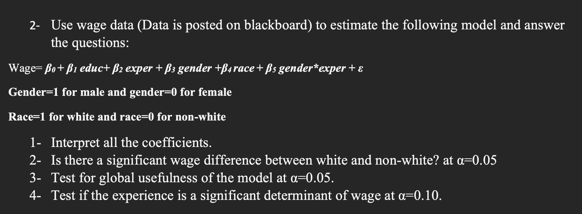 Solved 2- Use wage data (Data is posted on blackboard) to | Chegg.com