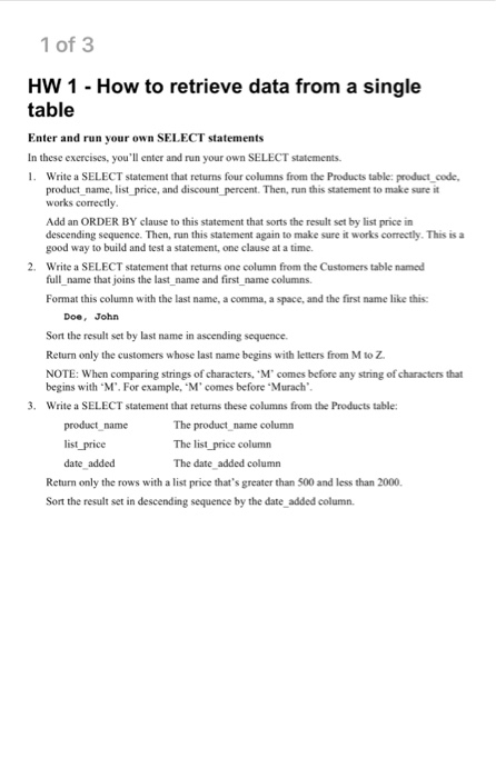 Solved Please Write Sql Queries For All Questions In The 