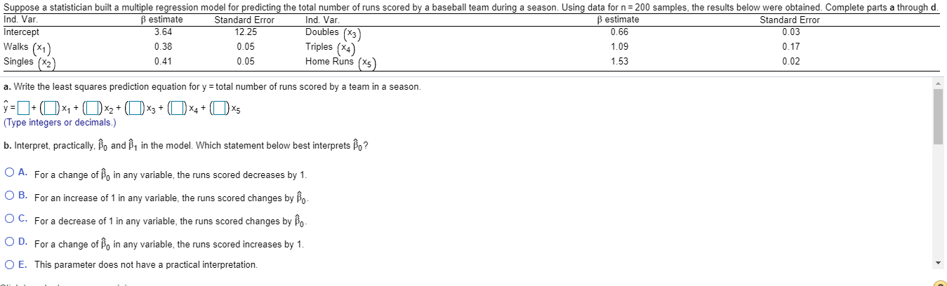 Solved Suppose a statistician built a multiple regression | Chegg.com