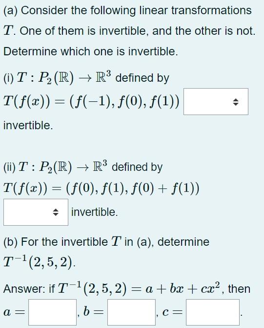 Solved (a) Consider the following linear transformations T. | Chegg.com