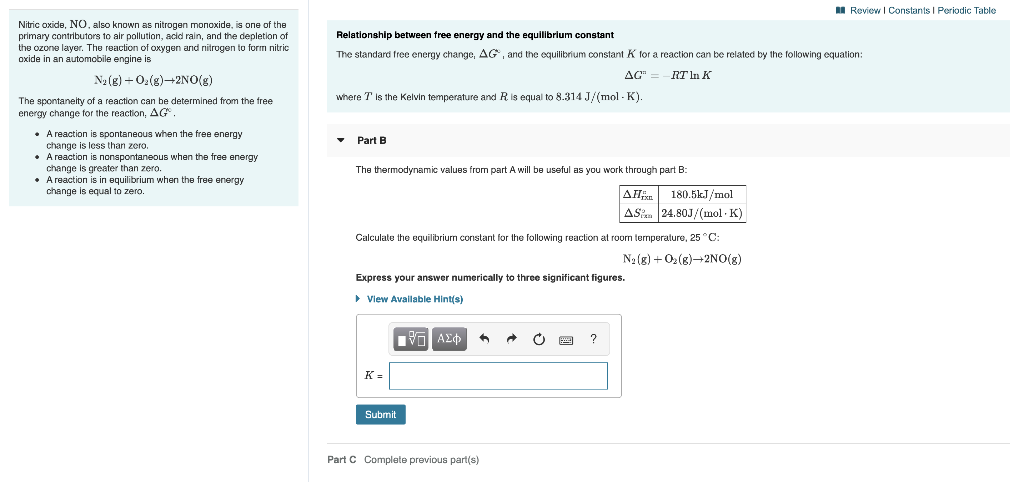 Solved Review I Constants Periodic Table Nitric Oxide. NO. | Chegg.com
