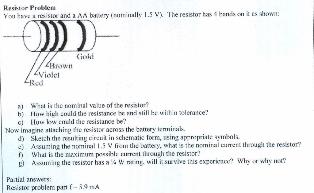 Solved Resistor Problem You have a resistor and a AA battery | Chegg.com