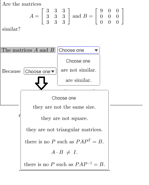 Solved Are the matrices A= 3 3 3 3 3 3 3 3 3 and B 900 0 0 0 | Chegg.com
